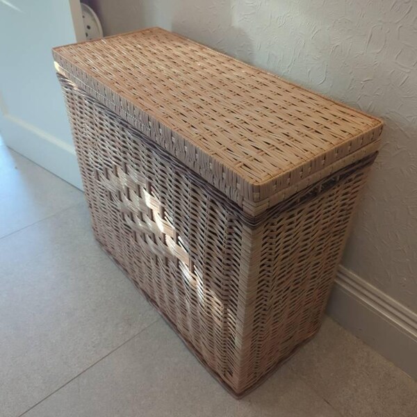 Boho Wicker Corner Laundry Hamper With Lid - Etsy