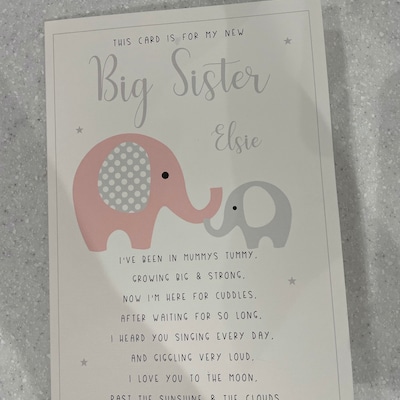 Personalised New Big Sister From Baby Card Big Brother From Baby Card ...