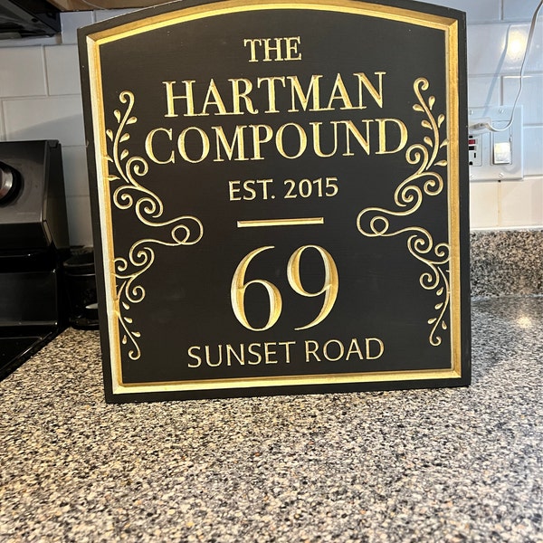 Swirls Combo Family Name and Address Plaque, Housewarming Gift, Open ...