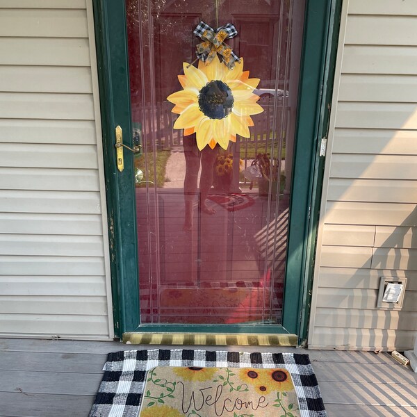 Painted Sunflower Door Hanger, Front Door Decor, Summer Flower, Front ...