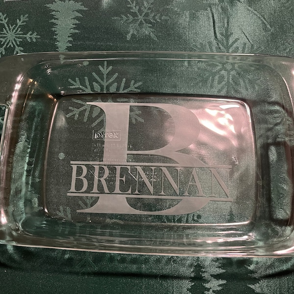 Personalized Etched Pyrex Baking Casserole Dish - Wedding Bridal Shower ...