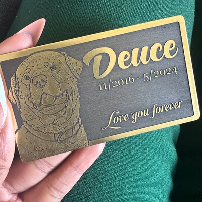Custom Tall Hanging Dog Memorial Plaque Slate Sign and Stainless Steel ...