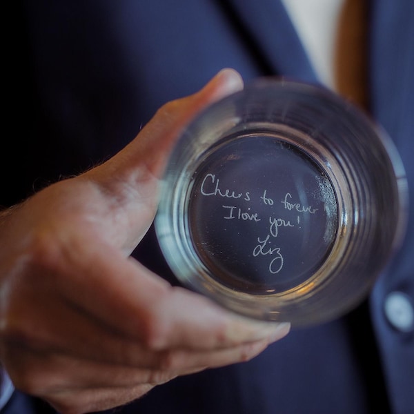 Custom Etched Handwriting Rock Glass - Engrave Your Handwritten Message ...