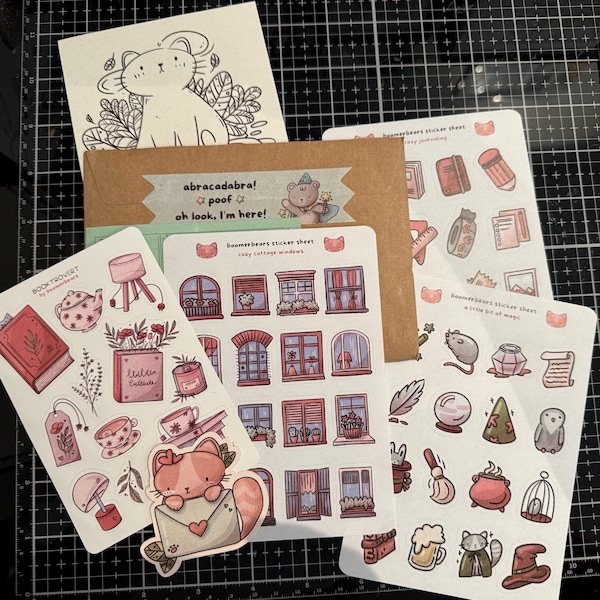 Cartela de adesivos Booktrovert: Pilha de livros aconchegante, adesivos ...