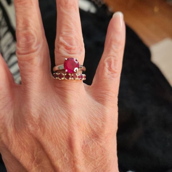 Gold Ruby Ring, Natural Ruby Ring, July Birthstone, Stackable Ring, Ruby Vintage Ring, Gold ...