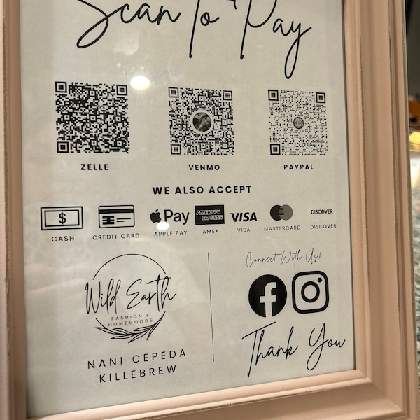 Editable Tip Jar Sign, Venmo Payment Sign, QR Code Sign, Canva Template ...