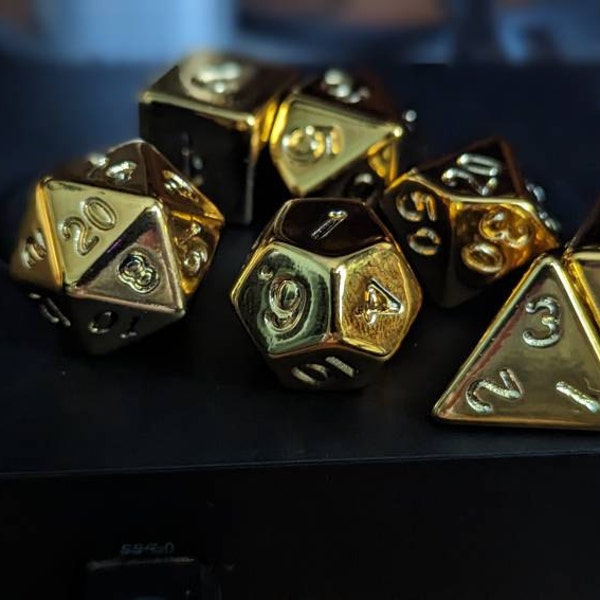 Gold Chrome Dnd Dice Set for Dungeons and Dragons | D20 TT RPG ...