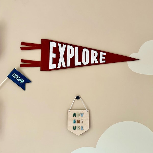 Large Custom Pennant Flag - Cursive Font - Etsy