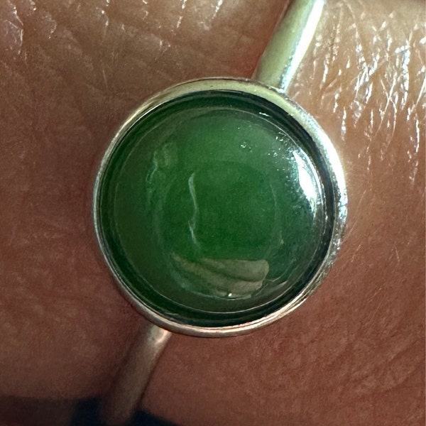 Genuine Green Jade Ring in Sterling Silver, US 5 - 8, Natural Green Jade Ring, 6mm Jade Ring ...