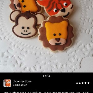 Mini Safari Jungle Cookies 2 1/2 Dozen Mini Cookies Mini Tiger, Monkey ...