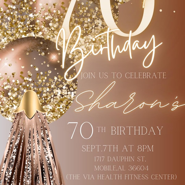 Digital 50th Birthday Invitation for Women, Editable 50th Invite Evite ...