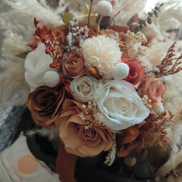Burnt Orange Natural Preserved Flowers Boho Pampas Bunny Tails Wedding ...