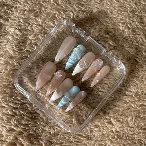 Ocean Fake/false Nails, Handmade Beach and Shell Nails Designs ...