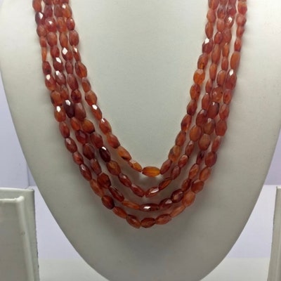 5 Strands Beautiful Ruby Faceted Rondelle Beads Necklace, 3.5-4.5 MM ...