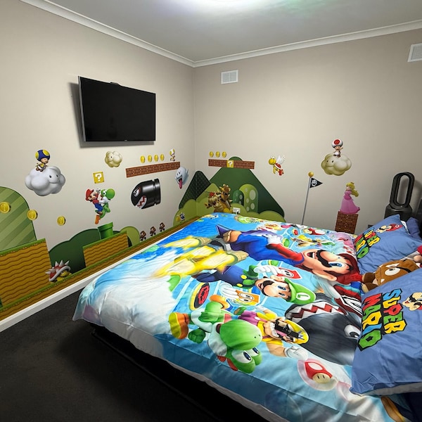 Super Mario Wall Decal Luigi Wall Art for Bedroom Wall Mural Games Room ...