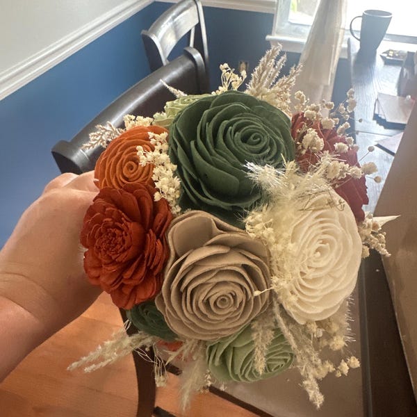 Wedding Bouquet, Bridal Bouquet, Sola Flower, Wedding Flower, Wooden ...
