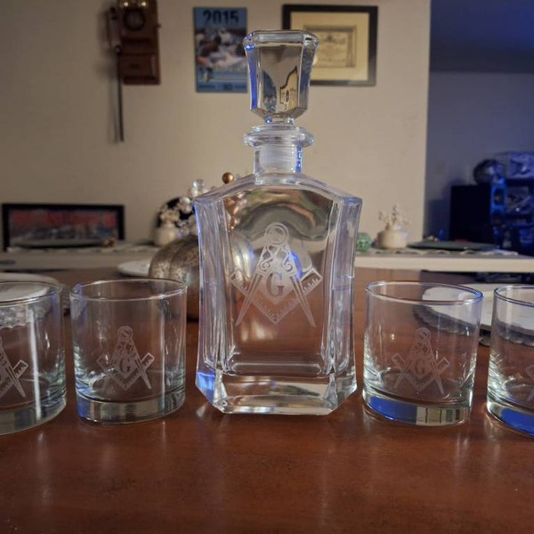 Free Mason Whiskey Decanter Gift Set, Mason Scotch Decanter Set ...