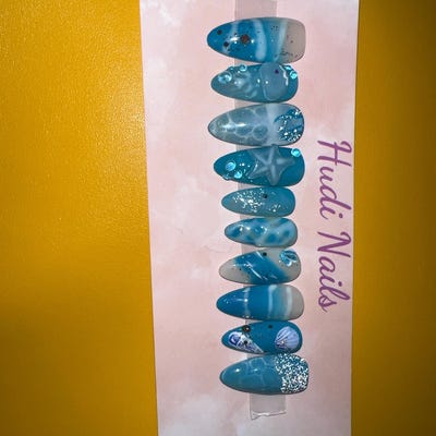 Pink Shell Press on Nails With Unique 3D Gel and Elegant Gemstones ...