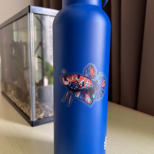 KOI PLAKAT BETTA Clear Sticker | Colourful Marble Fighting Fish Art ...