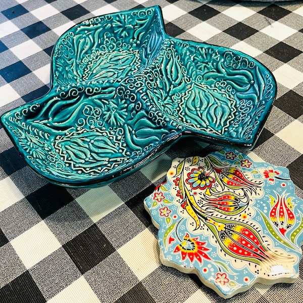 Handmade Ceramic Snack Platter, Turkish Ceramic Offering Bowl ...