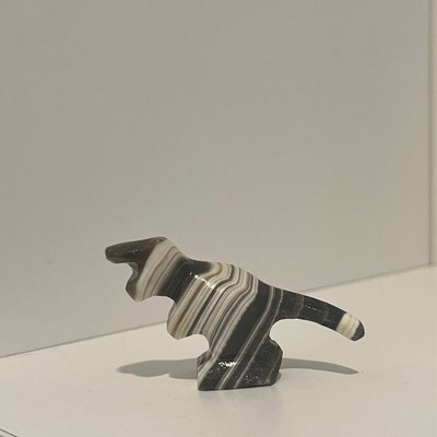 Zebra Onyx Small T-rex Stone Carving, Polished Tyrannosaurus Rex ...