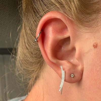 Sterling Silver Double Line Ear Cuff, Line Ear Climber, Ear Jacket ...