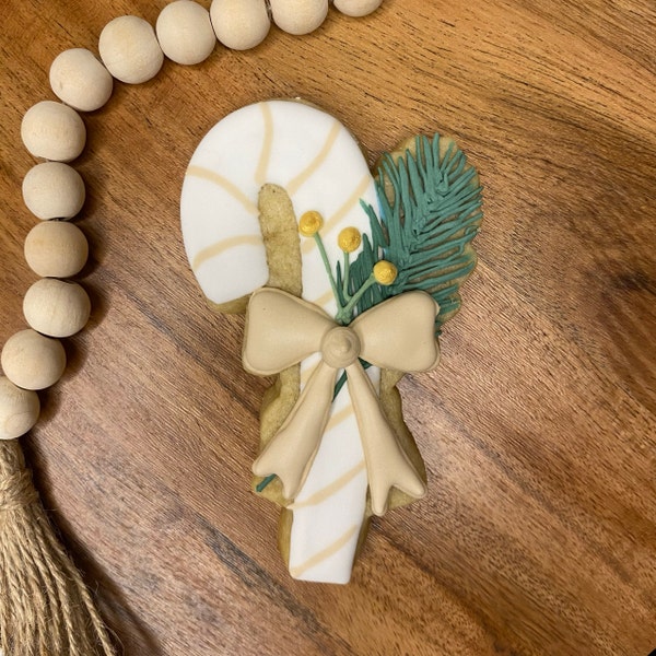 Candy Cane With Bow & Sprig Cookie Cutter - Etsy