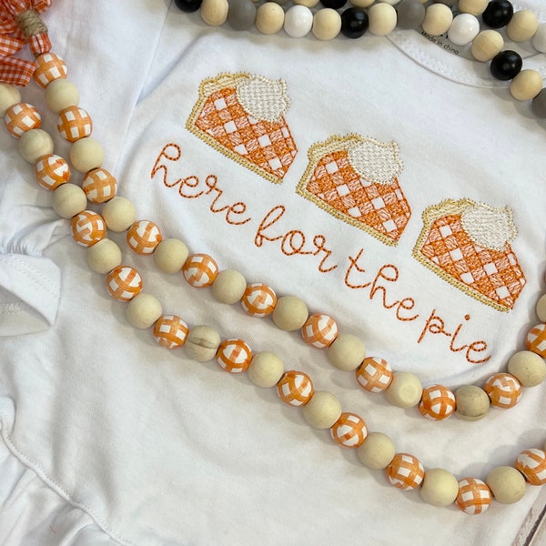 Gingham Sketch Pie Trio, Pumpkin Pie Embroidery Design, Pie Trio Sketch ...