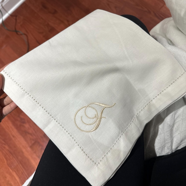 Monogrammed Beige Cloth Napkins: Personalized Embroidered Dinner ...