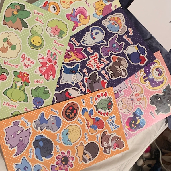 Water Type Pokemon Sticker Sheet Pokemon Type Series - Etsy