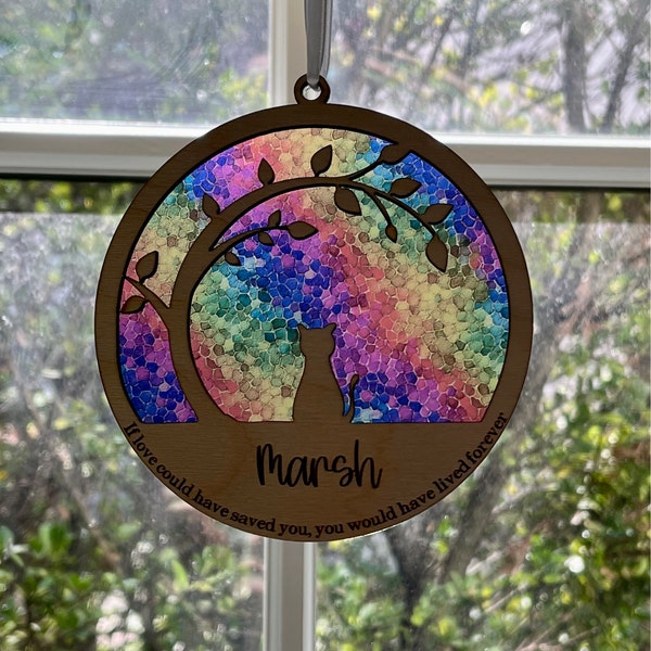 Rainbow Bridge Pet, Sun Catcher, Suncatcher Pet Memorial, Personalized ...