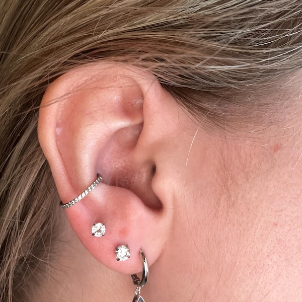 Threadless Push Pin Flat Back Labret 16G/18G/20G Stud Earrings Titanium ...