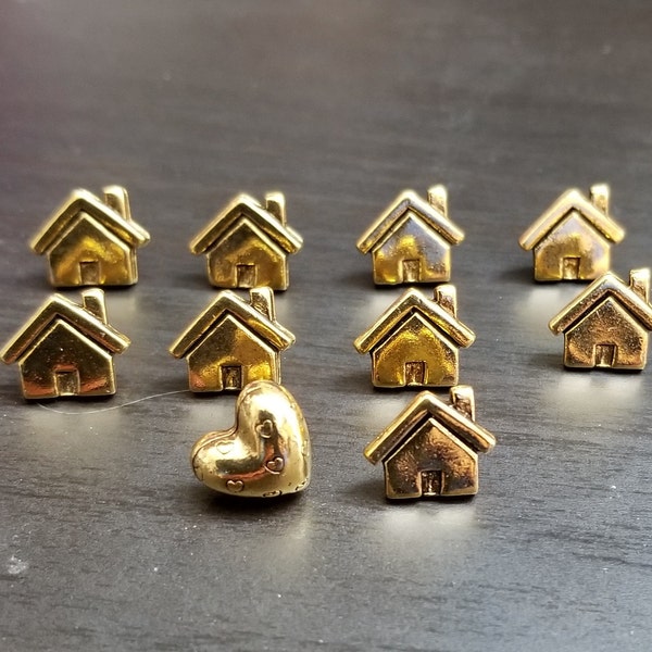 House Map Pins- Set of 10- Gold, Copper, or Silver Finish- MP114- Mark ...