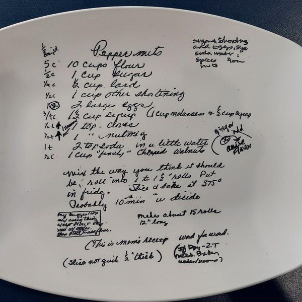 Handwritten Recipe Keepsake Platter, Personalized Recipe Card Platter ...