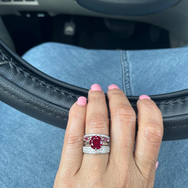 4 Carat Ruby Ring / Yellow Gold Ruby Engagement Ring / Anniversary Ring ...