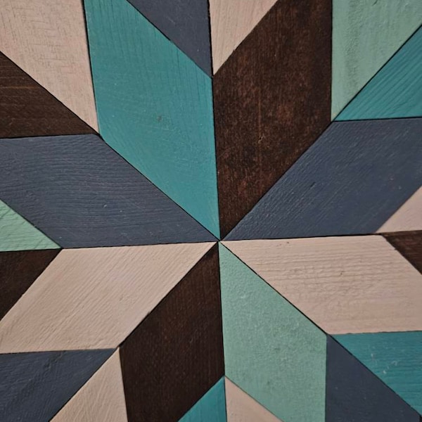 Rustic Wood Mosaic, Geometric Barn Quilt, Farmhouse Style Wall Hanging ...