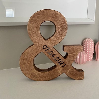 8'' Personalized Wood Ampersand Free Standing Wooden Letter Ampersand ...