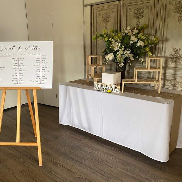 Minimal Calligraphy Wedding Table Plan for Long Tables | Banquet Table ...