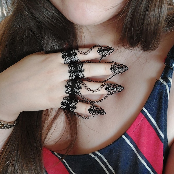 Full Hand Claws ophelia Gothic Jewelry Gift Finger Claw Goth Galentines ...