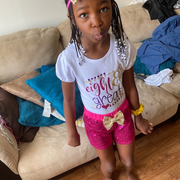 Eight & Great 8th Birthday Shorts Outfit, 8 Year Old Girl Birthday ...