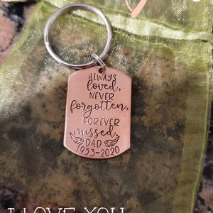 Personalized Hand Stamped Dad Memorial Keychain. in Memory of Father ...