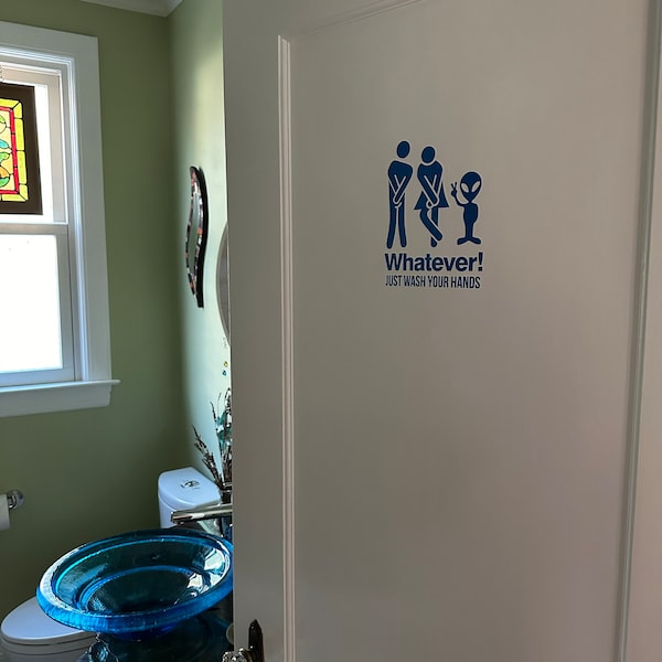 Funny Alien Toilet Door Sign Sticker - Vinyl Decal Restroom Bathroom - Etsy