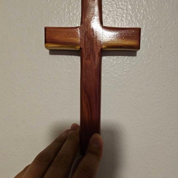 Handcrafted Cedar Cross Wall Hanging With Red Oak Overlay - Etsy