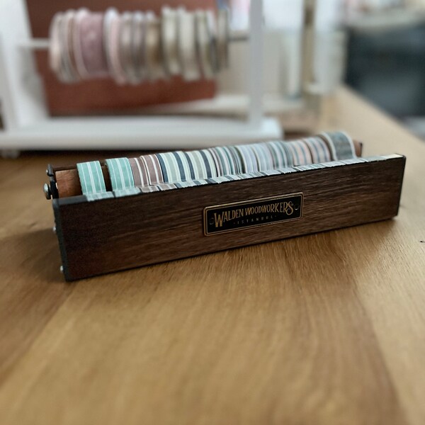 Wooden Multi Washi Tape Dispenser – Walnut Craft Organizer, Tape Holder ...