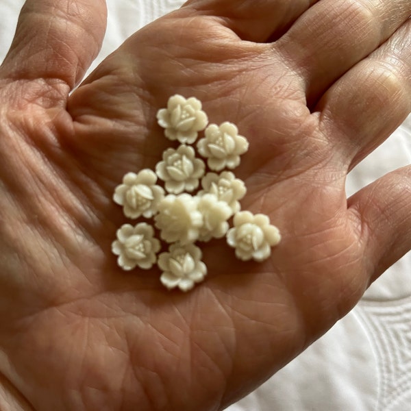 Ivory Pikake Beads 8mm, 10mm OR 12mm - 12 Beads - Hawaiian Style Flower ...