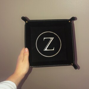 Monogrammed Valet Tray, Engraved Valet Snap Tray, Personalized Leather ...
