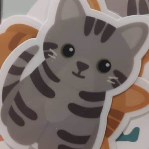 Tabico Calico Tabby Cat Vinyl Sticker for Water Bottle and Laptop, Cute ...