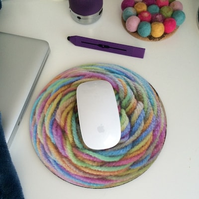 Pastel Knitting Wool Yarn Round Mousepad - Etsy