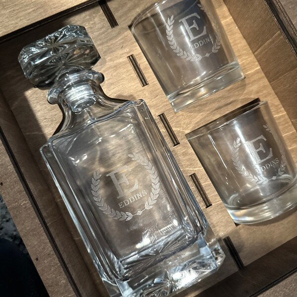 Personalized Whiskey Decanter Set: Engraved Glass With Optional Wood ...