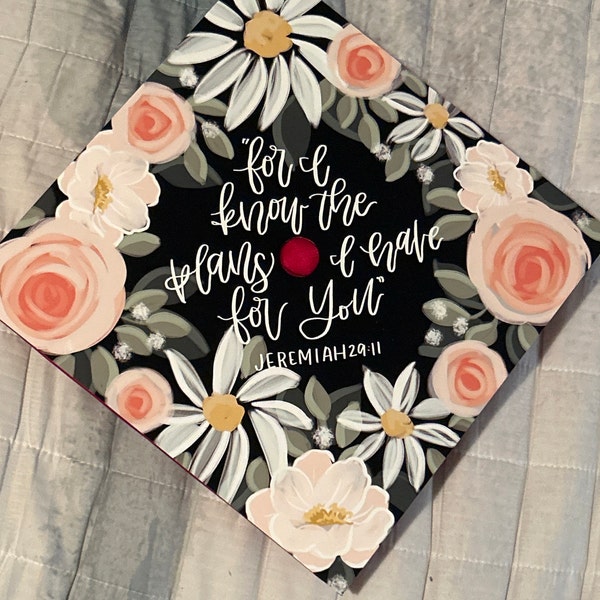 Customizable Floral Grad Cap Decoration Self-adhesive Daisies and Rose ...